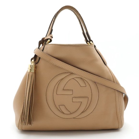Gucci | Bags | Gucci Gucci Soho Interlocking G Handbag Shoulder Bag Tassel Leather Beige 33675 ...